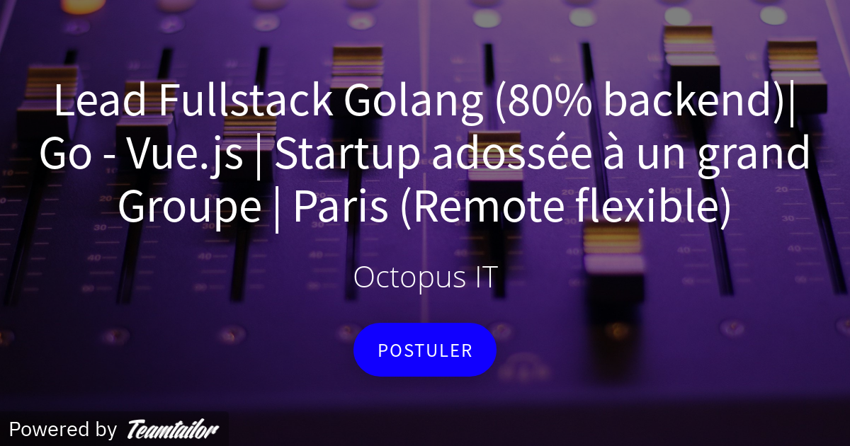 Lead Fullstack Golang (80% backend)| Go - Vue.js | Startup adossée à un grand Groupe | Paris ...