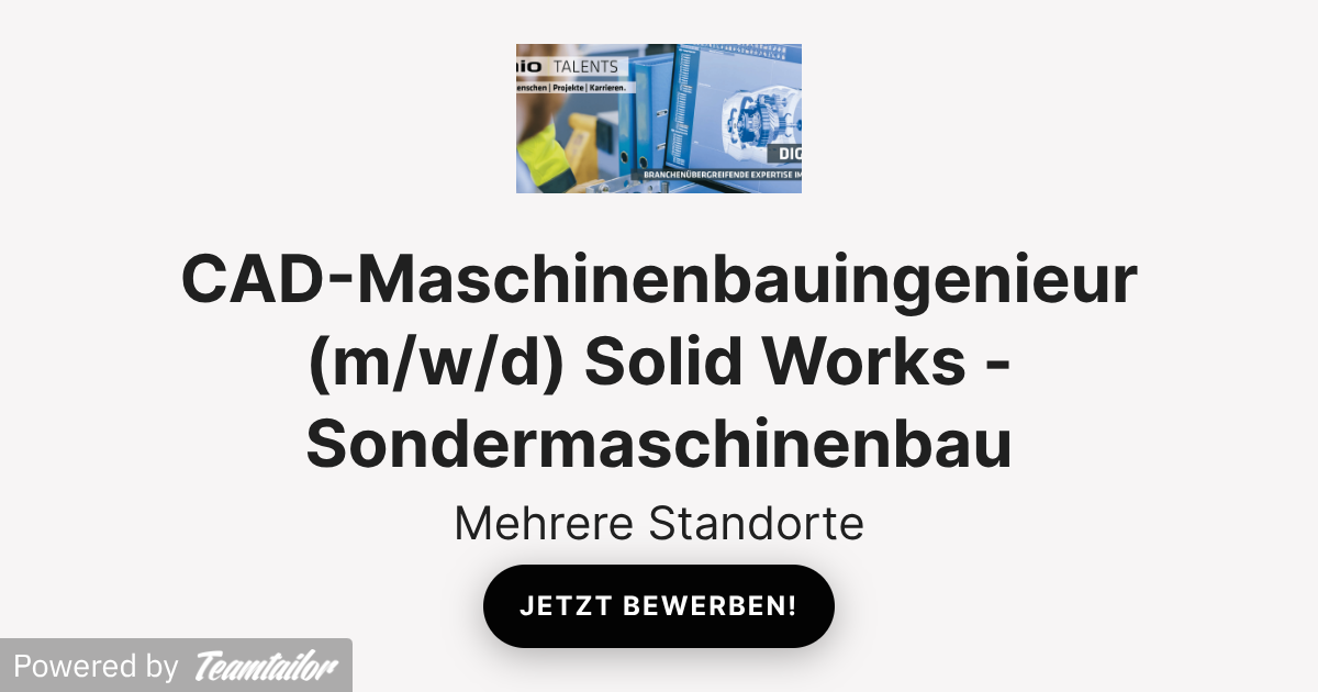 CAD-Maschinenbauingenieur (m/w/d) Solid Works - Sondermaschinenbau ...