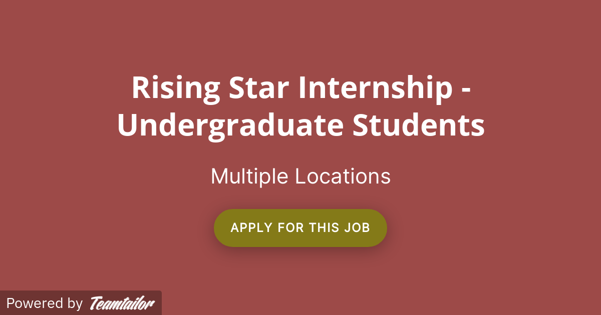 Rising Star Internship - Undergraduate Students - CareStar, Inc.