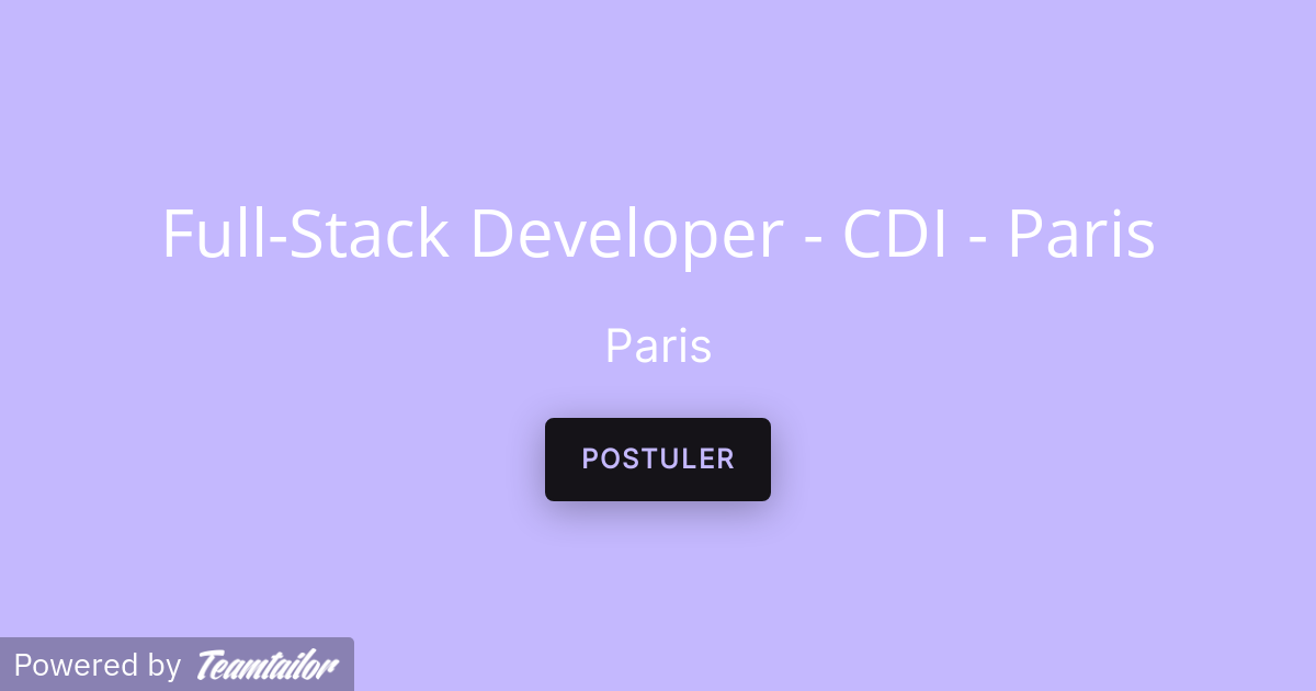 Full-Stack Developer - CDI - Paris - Orus