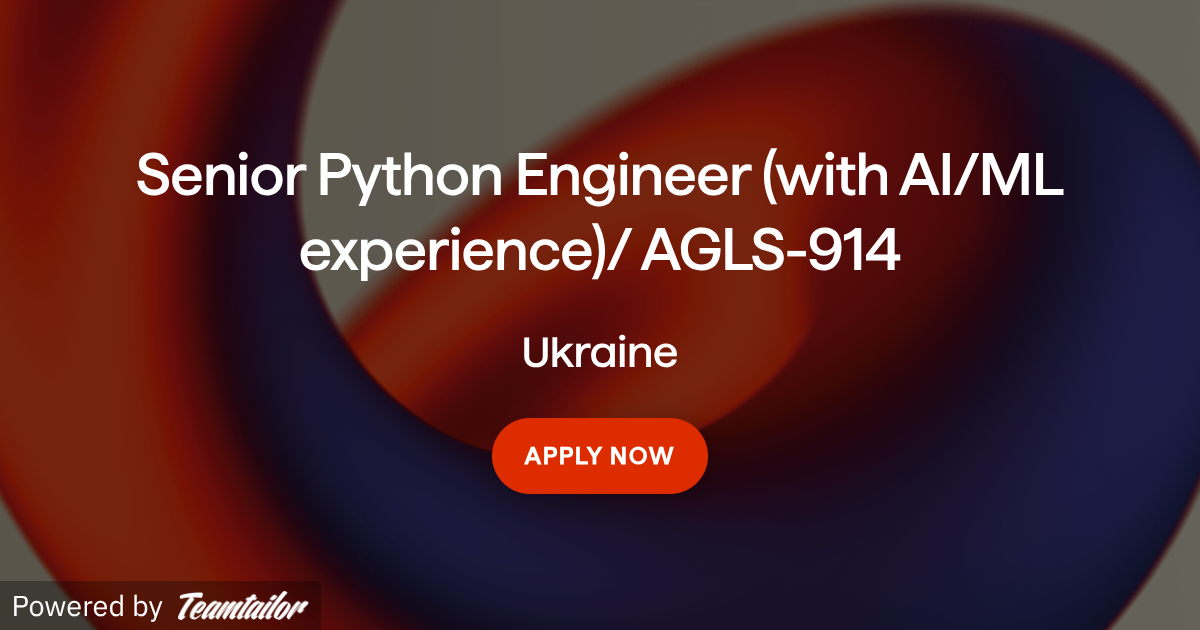 Senior Python Engineer (with AI/ML experience)/ AGLS-914 - Avenga