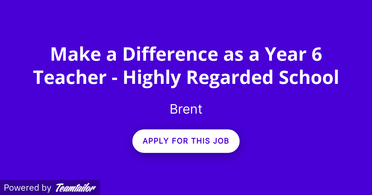 Make a Difference as a Year 6 Teacher - Highly Regarded School - Wayman ...