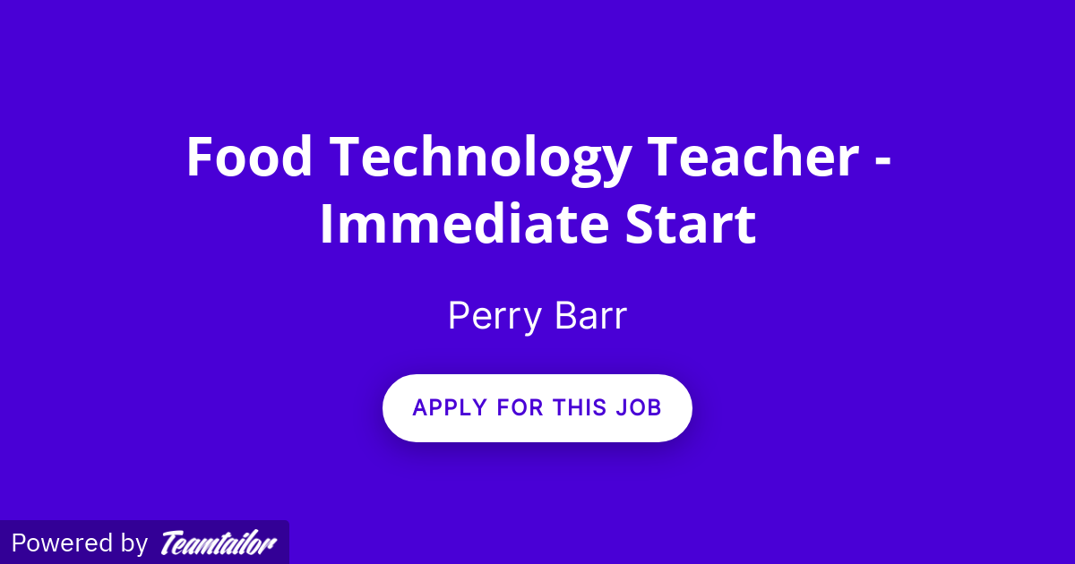 Food Technology Teacher - Immediate Start - Wayman Learning Trust