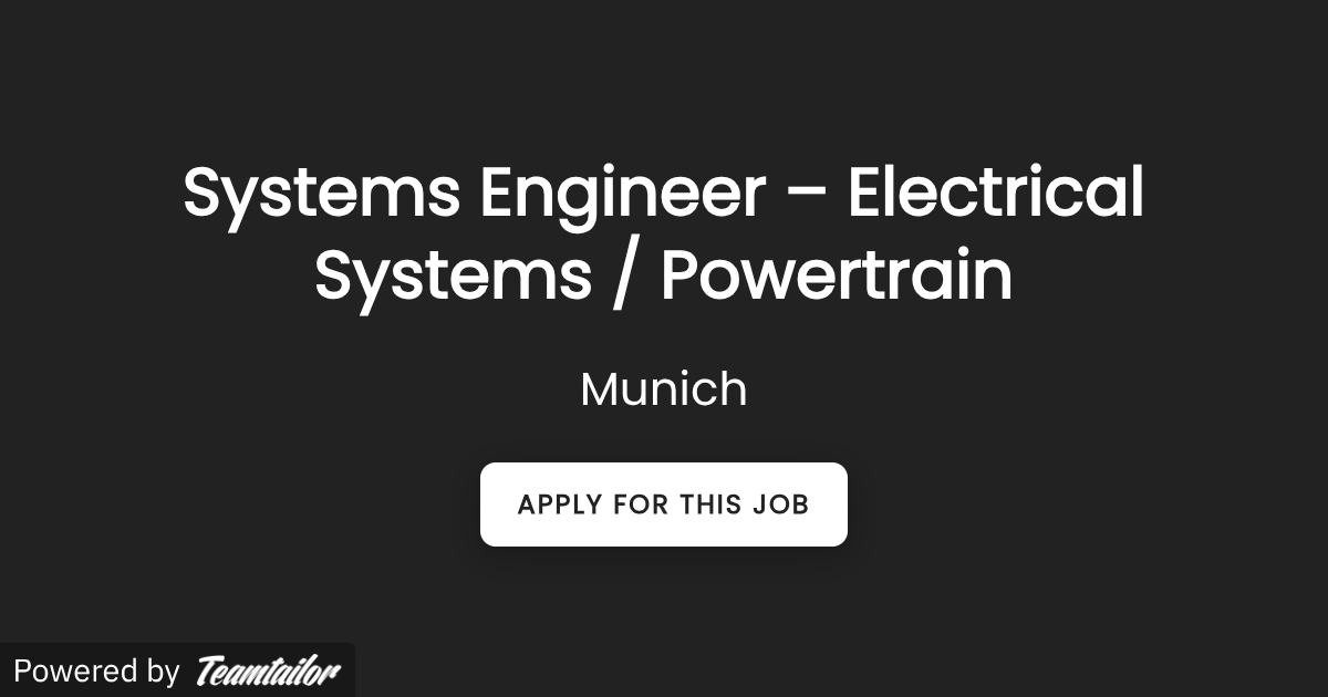 Systems Engineer – Electrical Systems / Powertrain - Greenjets