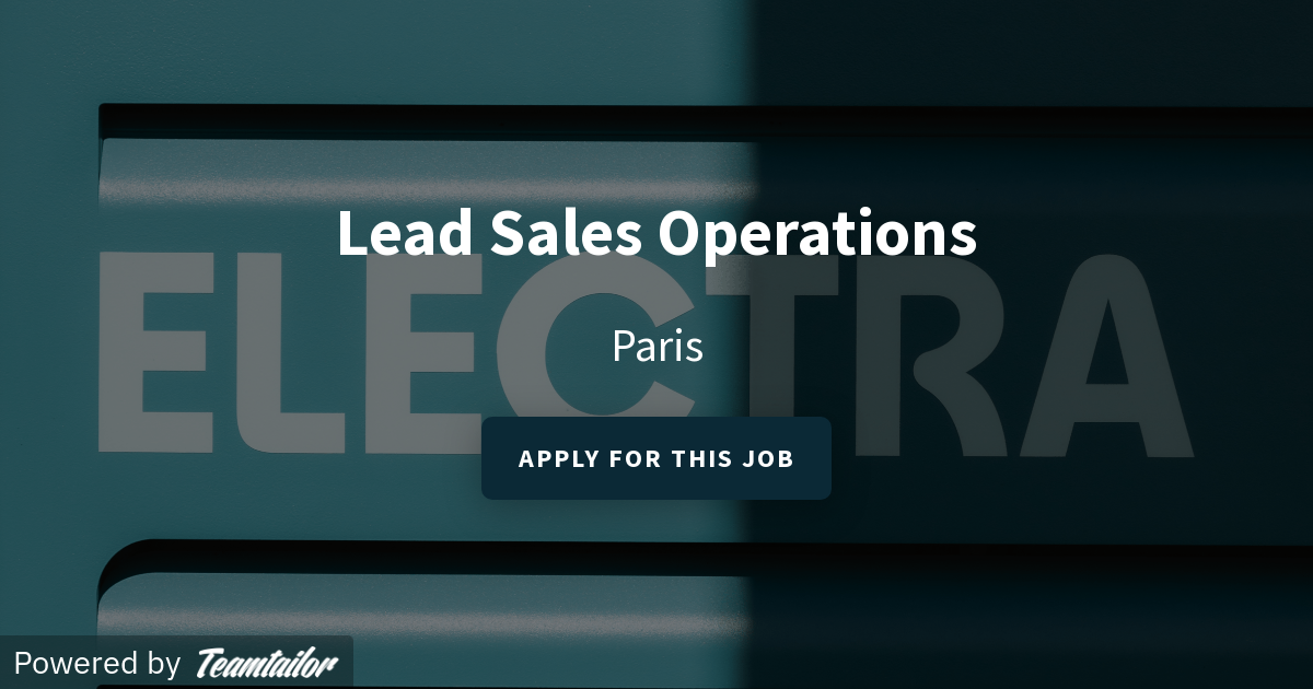 Lead Sales Operations - Electra