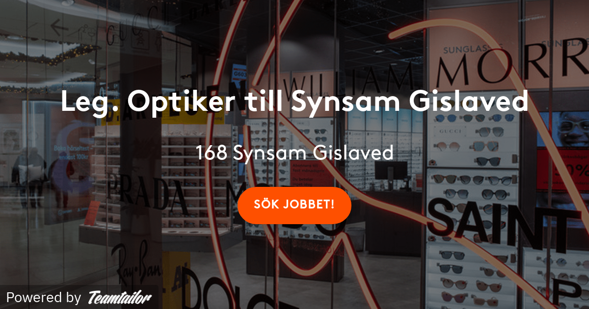 Leg. Optiker till Synsam Gislaved - Synsam Group Sverige