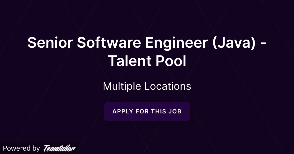 Senior Software Engineer (Java) - Talent Pool - Mercell